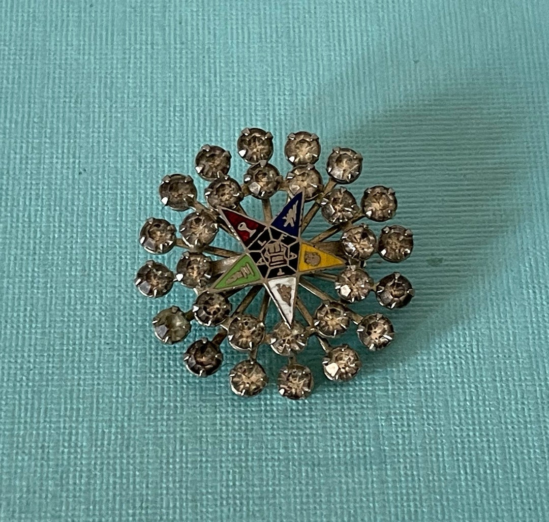 Vintage Order of the Eastern Star Brooch, Rhinestone OES Brooch ...