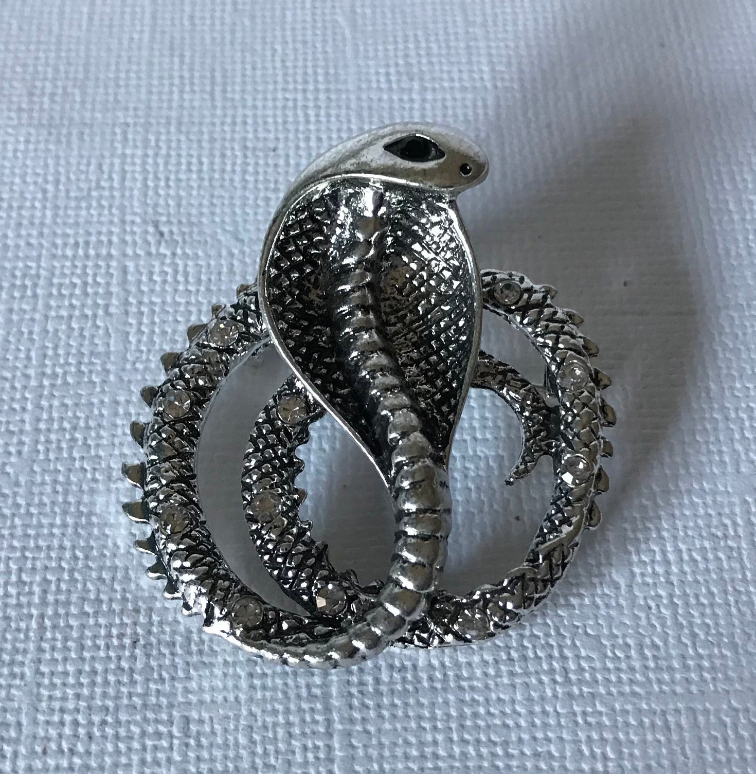 Silver snake brooch rhinestone snake brooch cobra brooch | Etsy