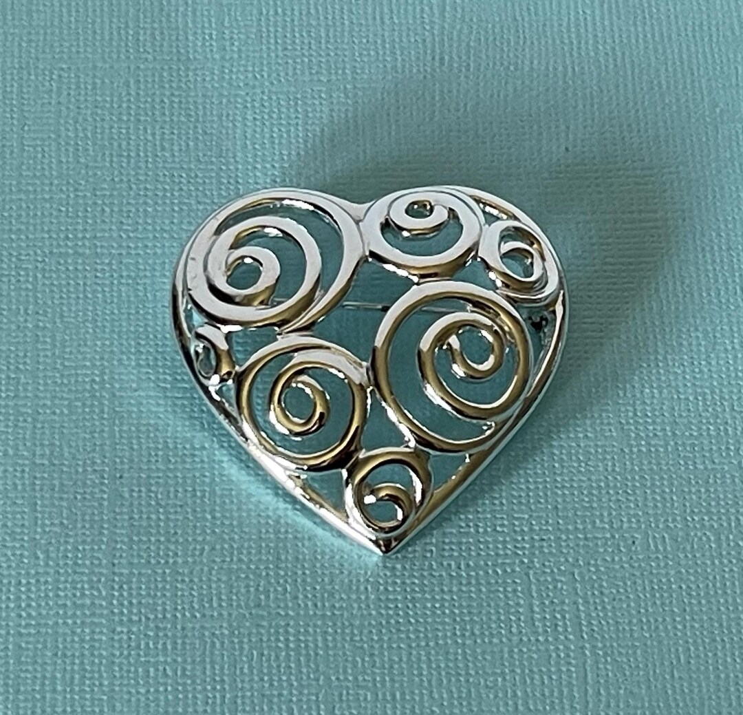 Large Vintage Heart Brooch, Heart Jewelry, Wedding Heart Brooch ...