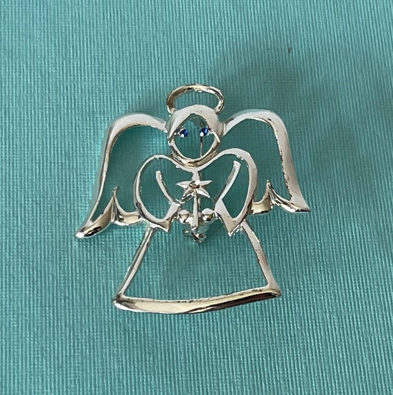 Large vintage angel with halo pin, angel pin, angel b… - Gem
