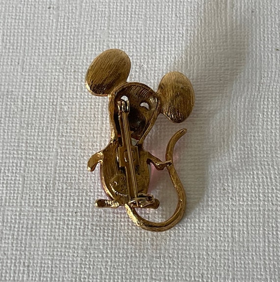 Vintage mouse pin, jelly belly mouse pin, pink rhines… - Gem