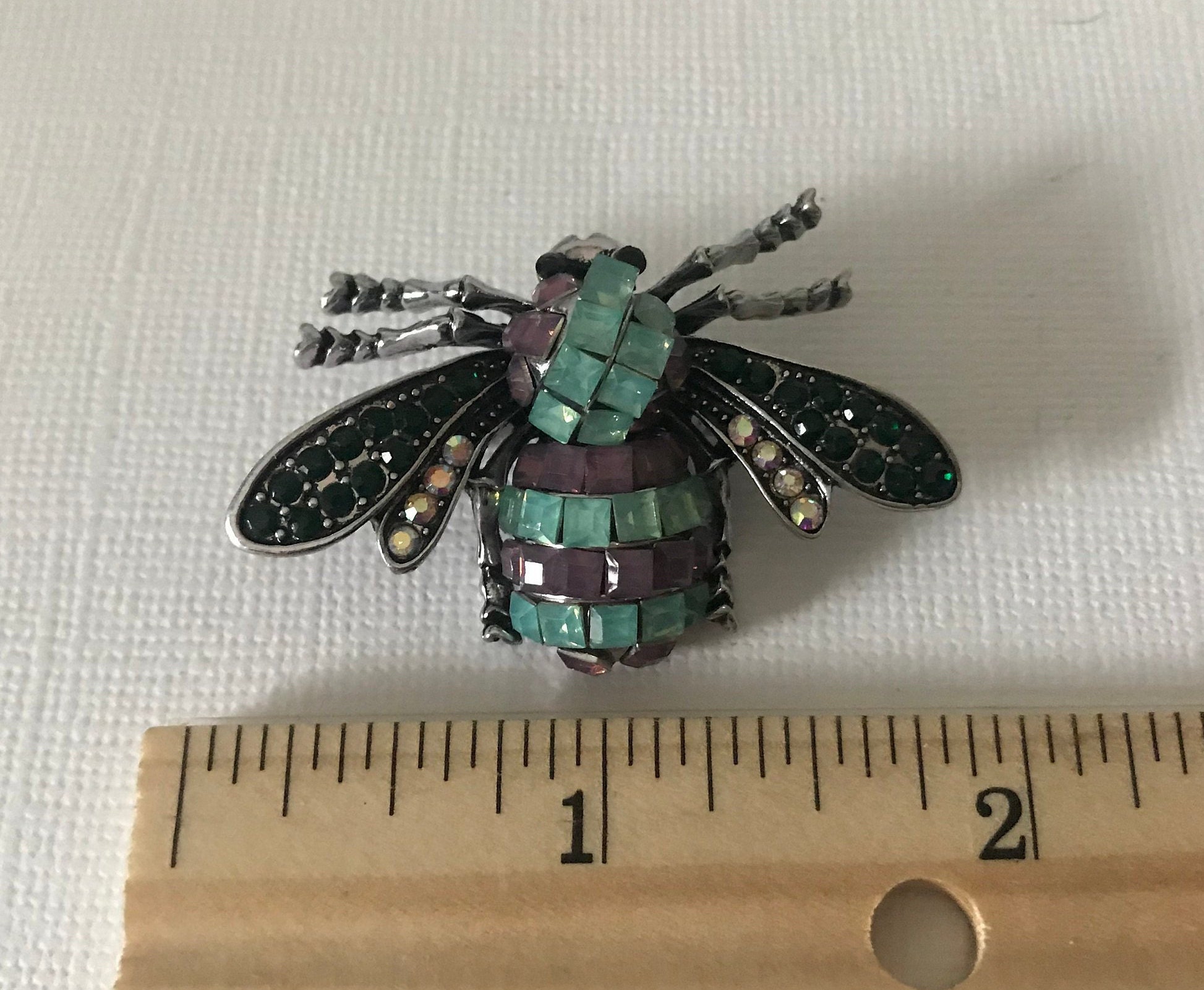 Rhinestone bee pin blue and purple bee pin bumble bee pin | Etsy