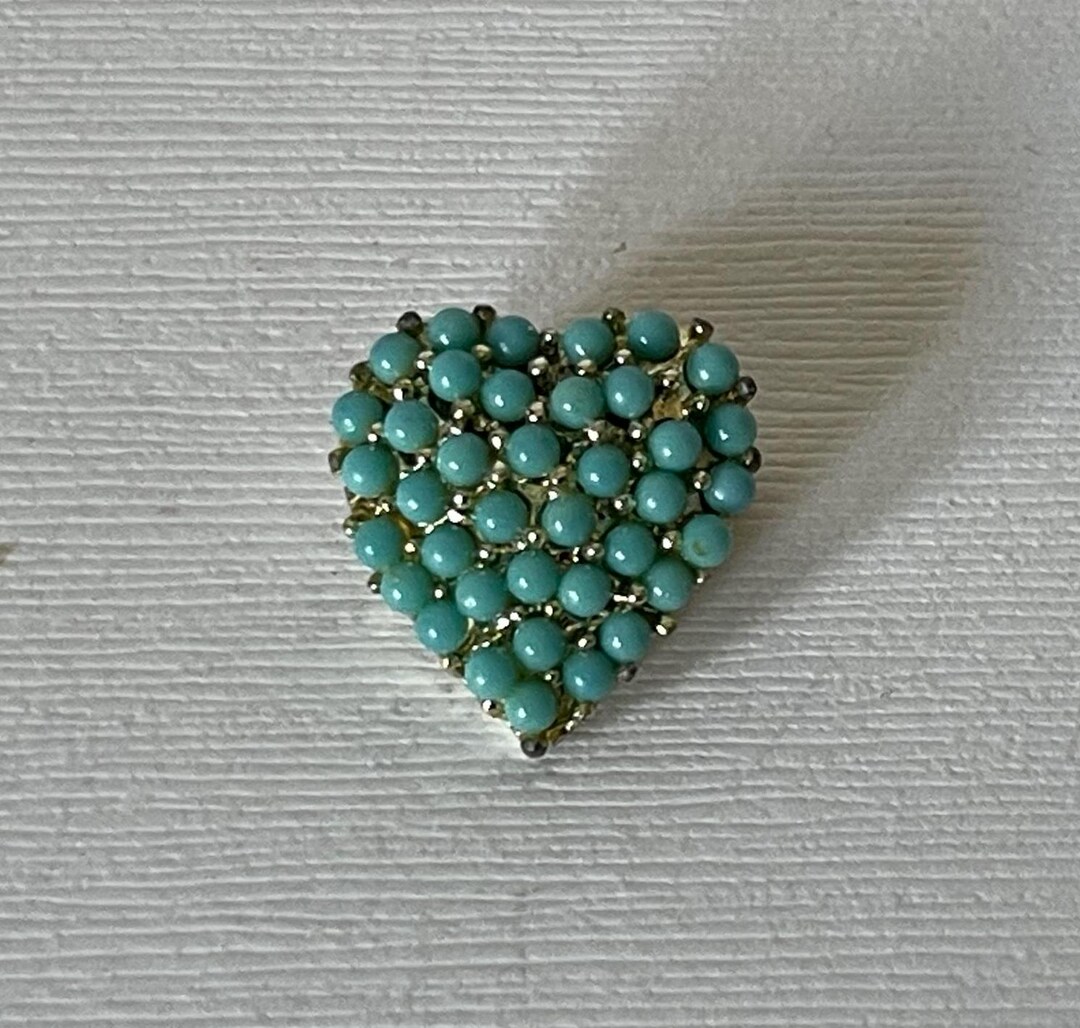 Vintage Heart Pin, Blue Heart Brooch, Heart Jewelry, Wedding Heart Pin ...