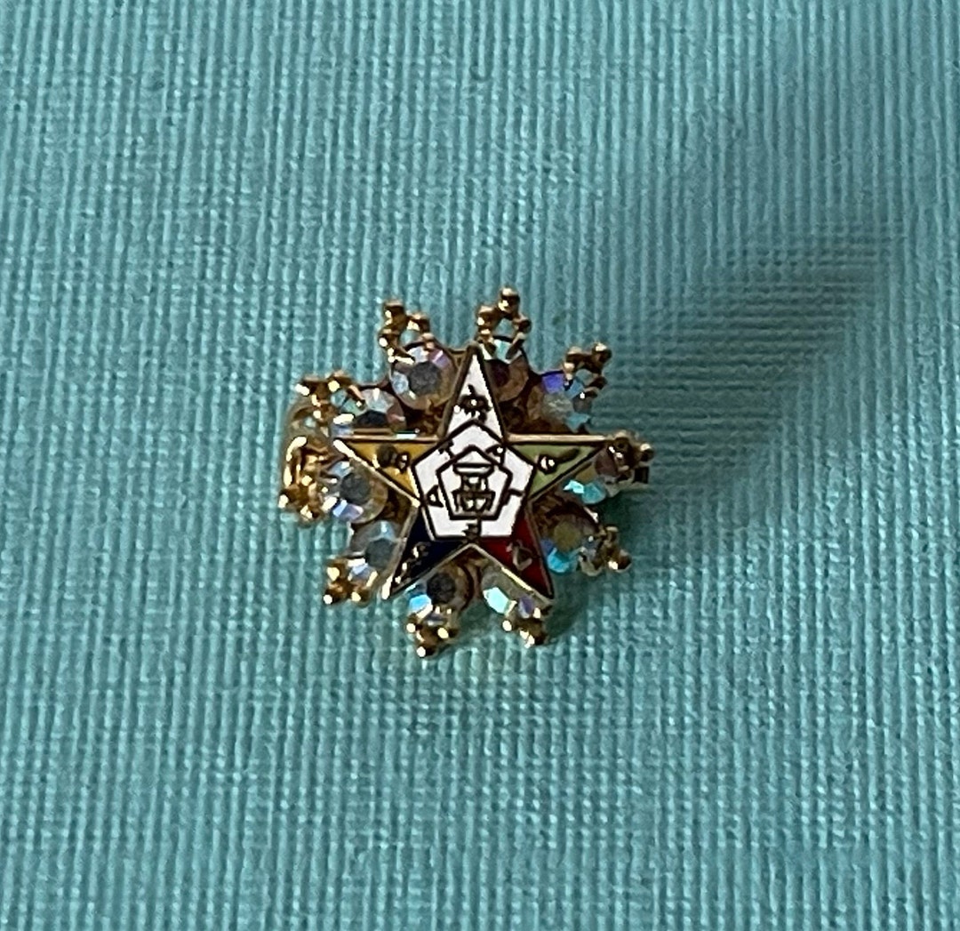 Vintage Order of the Eastern Star Brooch, Rhinestone OES Brooch ...