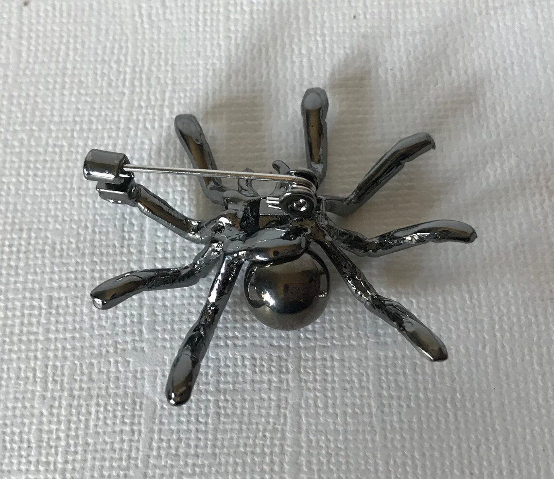 Black Rhinestone Spider Pin Halloween Spider Pin Spider | Etsy