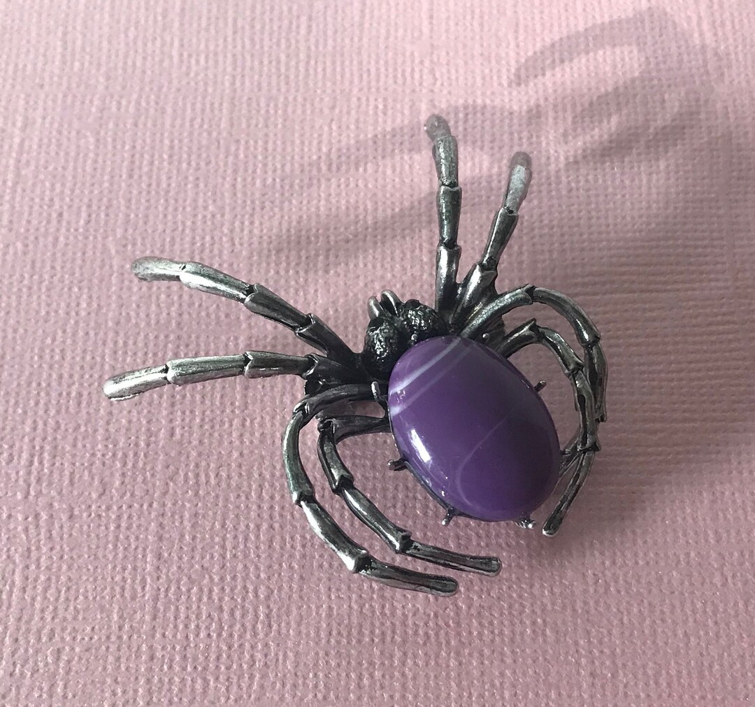 Purple Spider Pin, Spider Pin, Spider Jewelry Spider Brooch, Purple ...