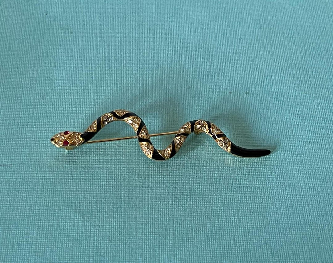 Vintage Snake Brooch, Rhinestone Snake Pin, Snake Jewelry, Snake Pin ...