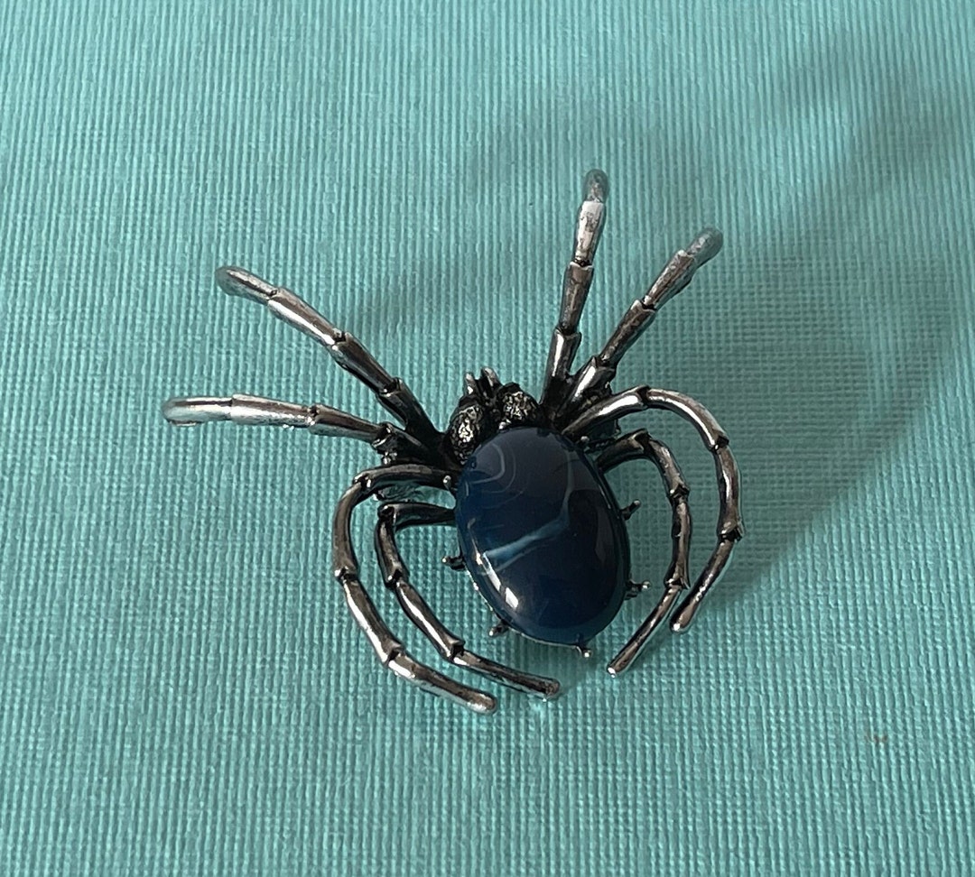 Blue Spider Pin, Cobalt Blue Spider Pin, Silver and Blue Spider Pin ...