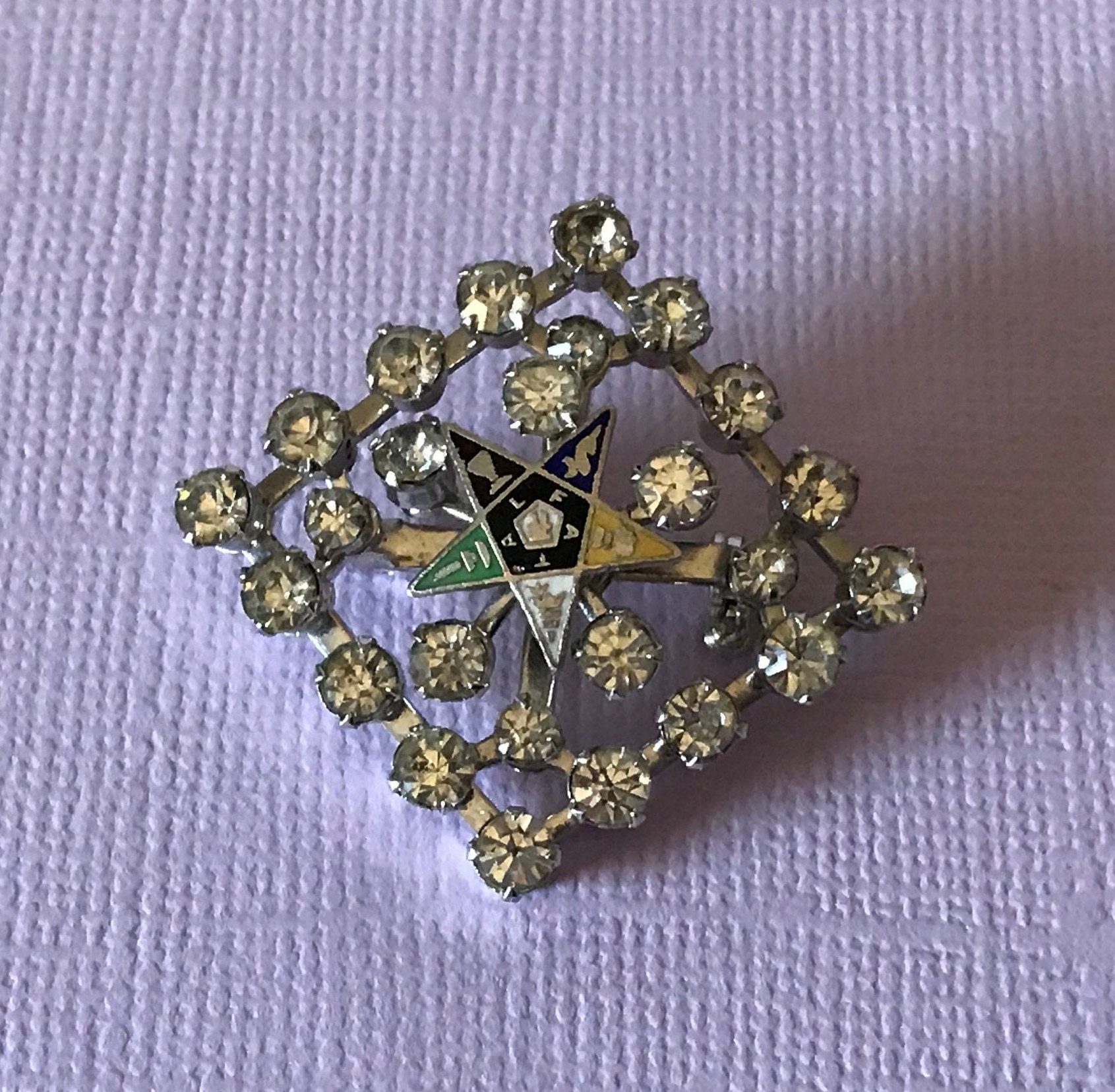 Vintage Order of the Eastern Star brooch rhinestone OES | Etsy