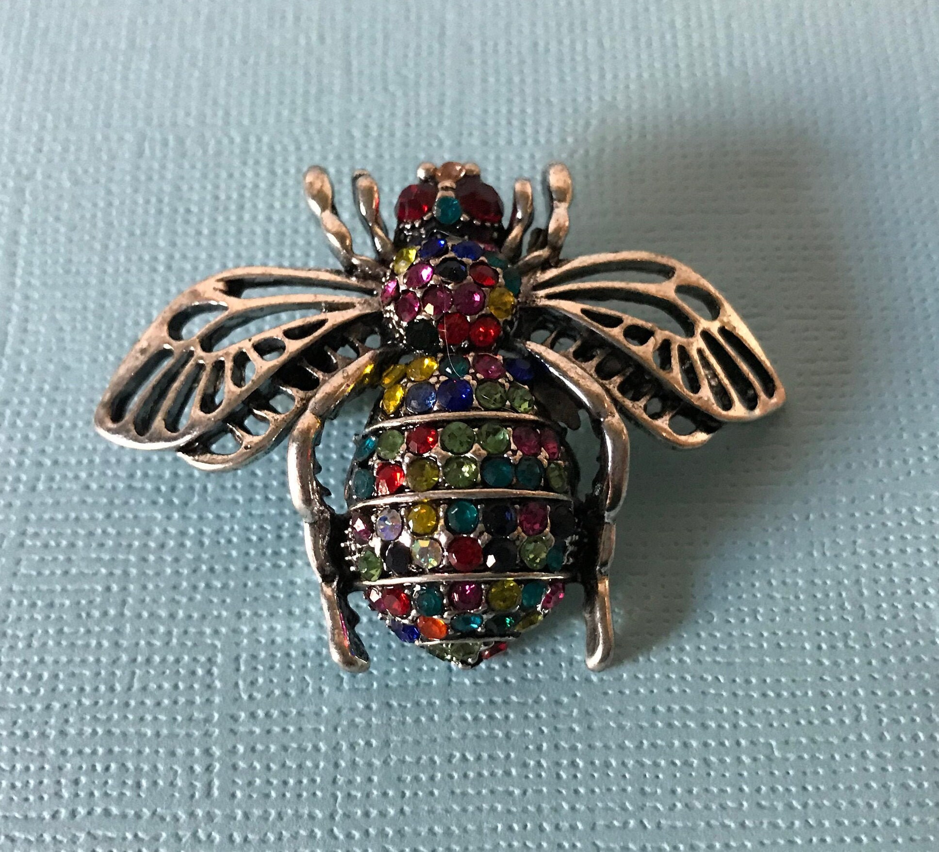 Rhinestone Bumble Bee Pin Bee Pin Bee Jewelry Multi Colored - Etsy