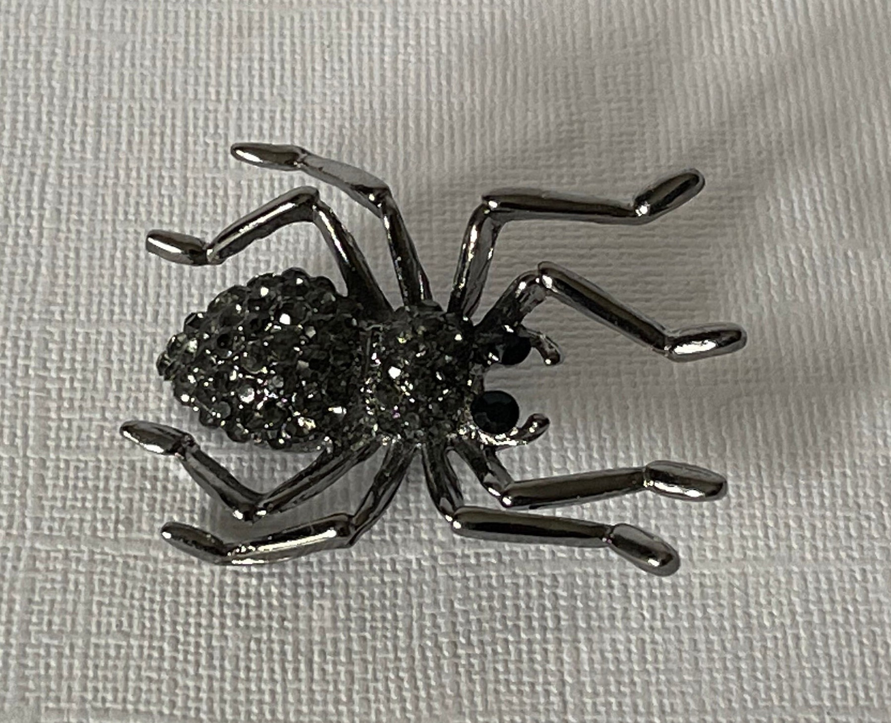 Black rhinestone spider pin spider brooch spider jewelry | Etsy