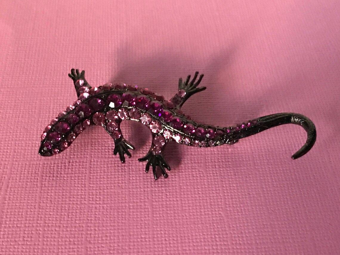 Rhinestone Lizard Brooch Rhinestone Lizard Pin Pink Lizard | Etsy
