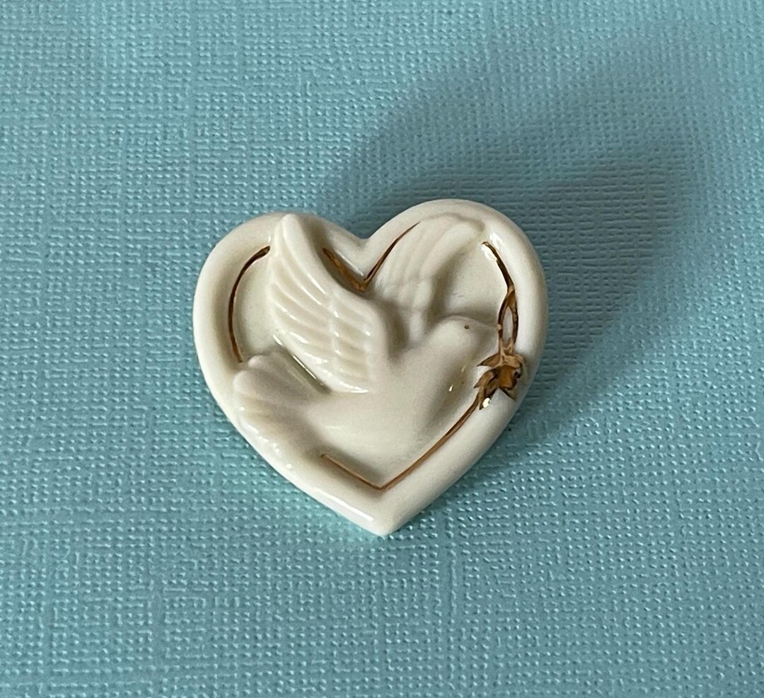 Vintage Heart Brooch, Heart Jewelry, Signed Lenox Heart Brooch, Dove ...