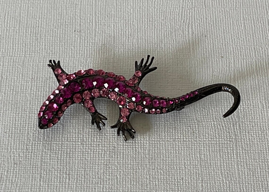 Rhinestone Lizard Brooch Rhinestone Lizard Pin Pink Lizard - Etsy