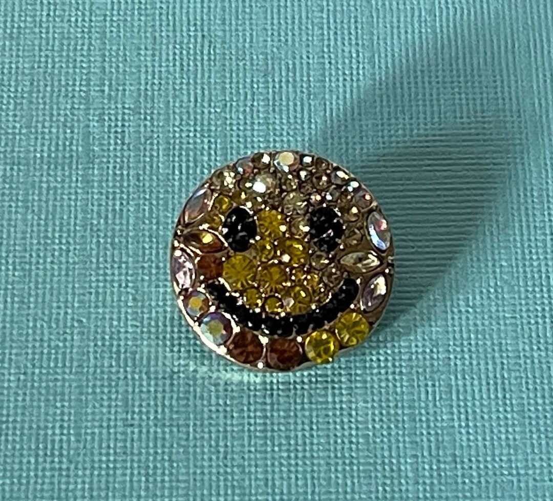 Rhinestone Smiley Face Brooch, Emojij Brooch, Smiling Face Brooch, 70s ...
