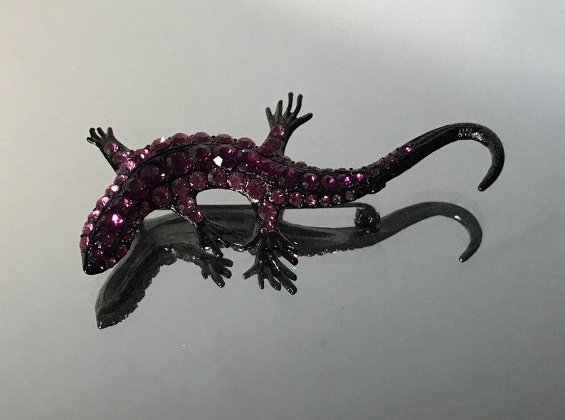 Rhinestone Lizard Brooch Rhinestone Lizard Pin Pink Lizard | Etsy