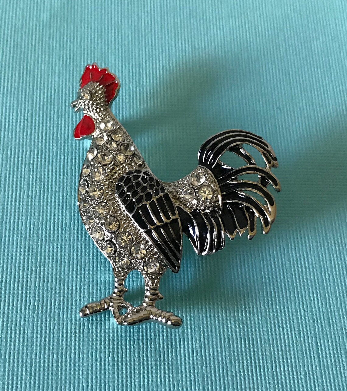 Rooster Brooch Vintage Rooster Pin Rhinestone Rooster Pin | Etsy