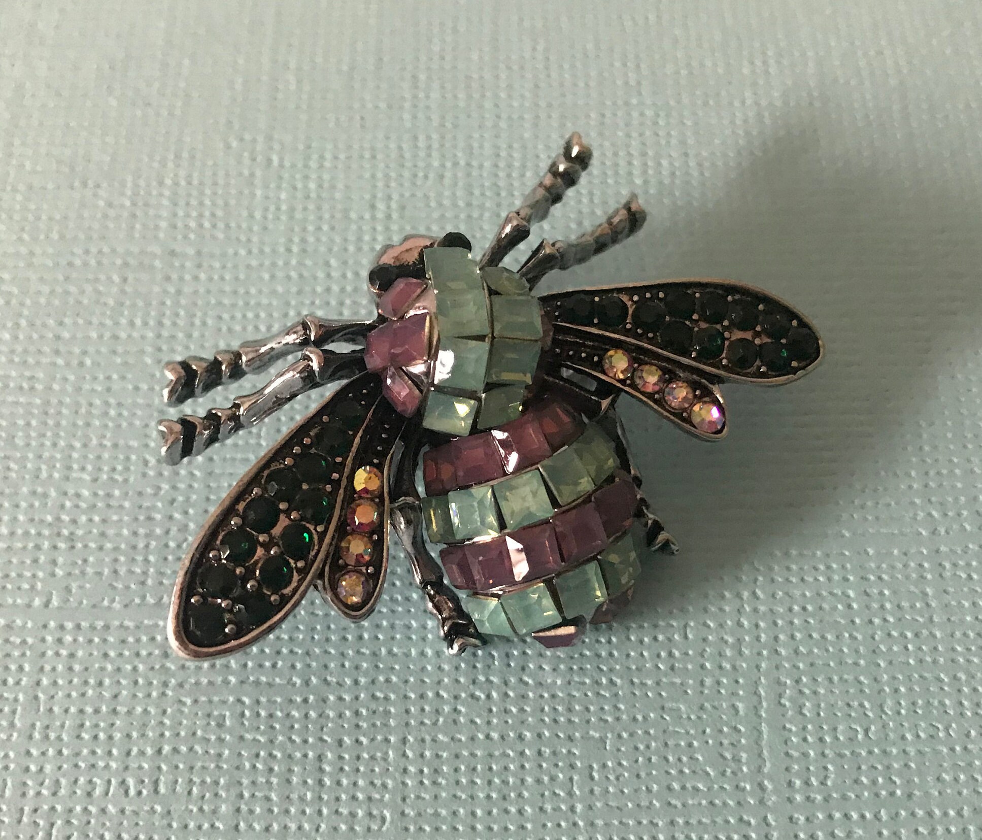Rhinestone bee pin blue and purple bee pin bumble bee pin | Etsy