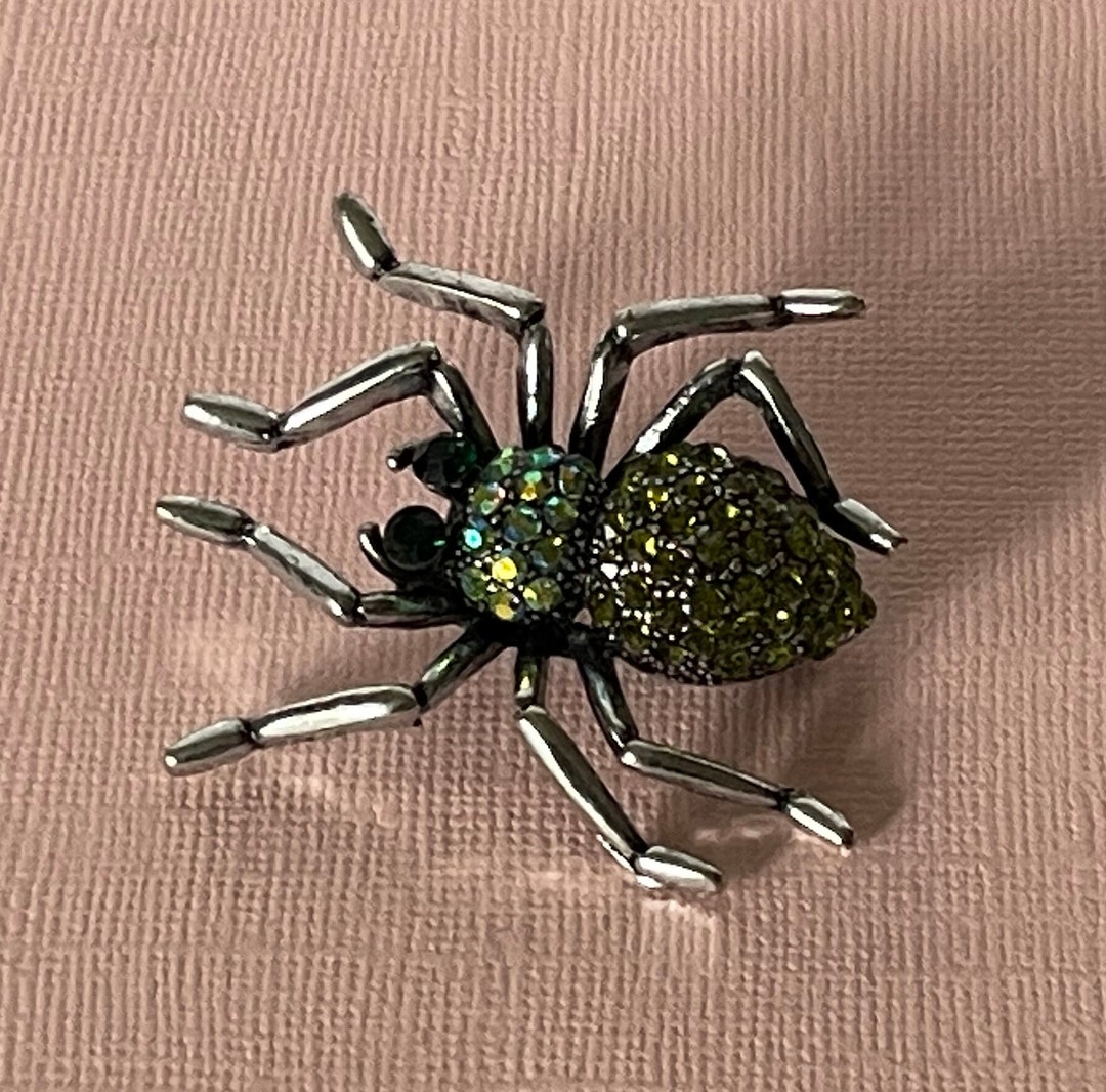Rhinestone Spider Pin Green Rhinestone Spider Brooch Spider - Etsy