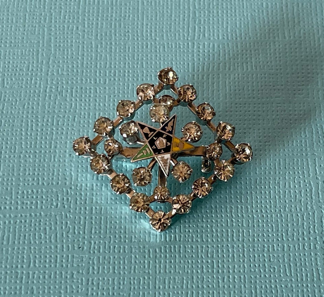 Vintage Order of the Eastern Star Brooch, Rhinestone OES Brooch ...