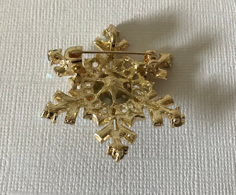 Rhinestone snowflake brooch rivoli rhinestone snowflake pin | Etsy