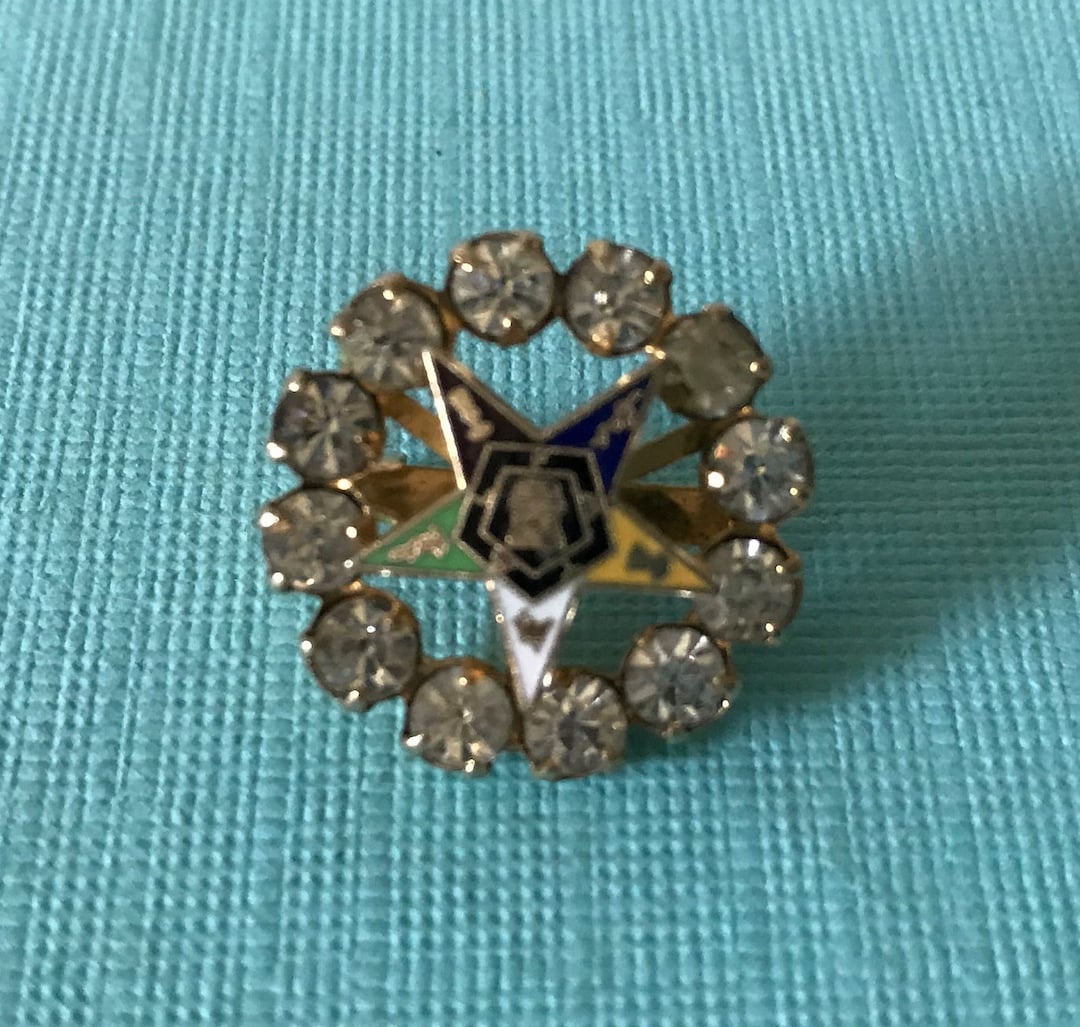 Vintage Order of the Eastern Star Brooch, OES Rhinestone Brooch ...