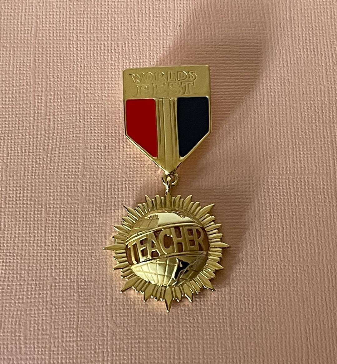 Vintage Worlds Best Teacher Pin, Worlds Best Teacher Pin, Gold Tone ...