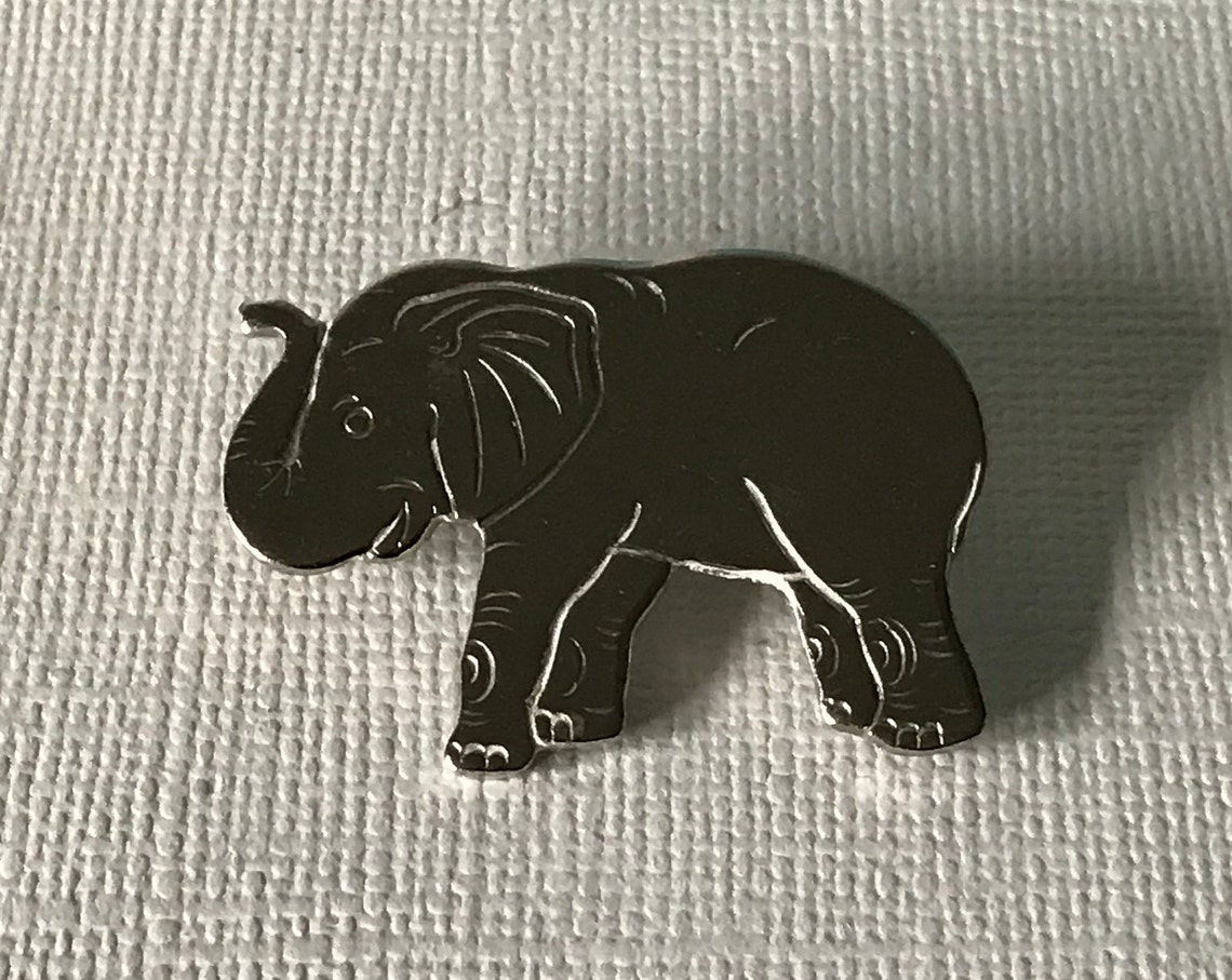 Elephant Pin Silver Tone Elephant Pin Elephant Jewelry | Etsy