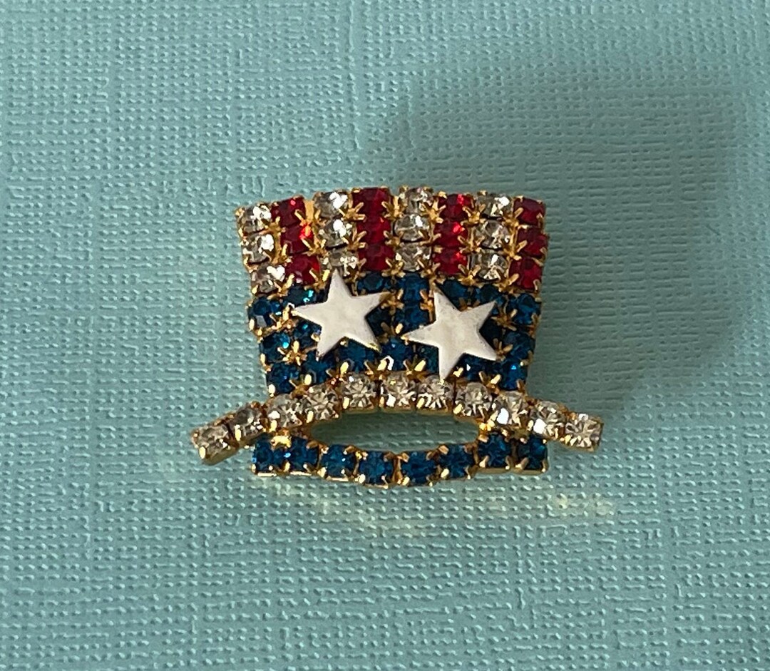 Vintage Patriotic Pin Patriotic Hat Pin MAGA Rhinestone - Etsy