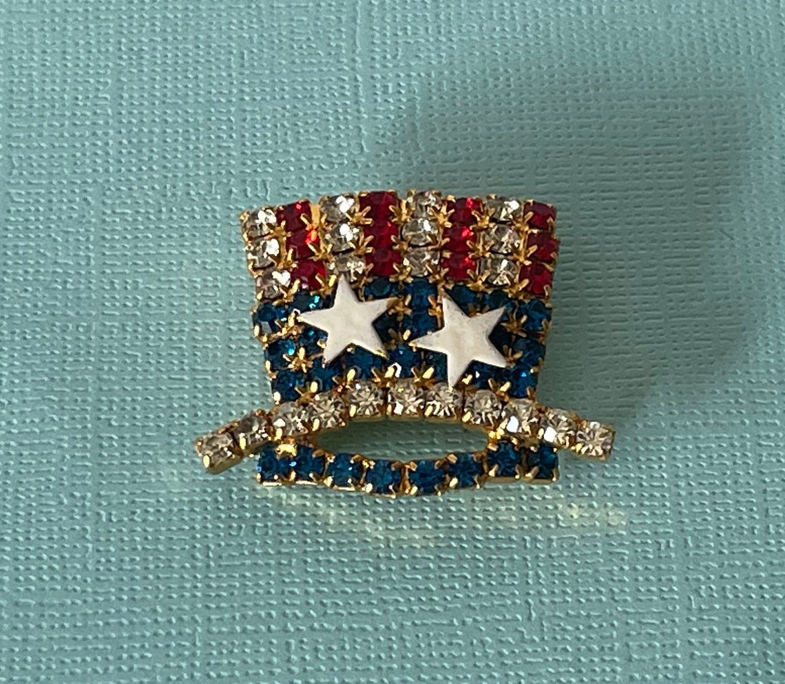 Vintage Patriotic Pin Patriotic Hat Pin MAGA Rhinestone - Etsy