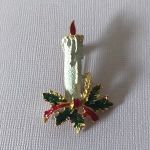 Vintage Christmas Candle Pin, Christmas Pin, Christmas Candle Brooch ...