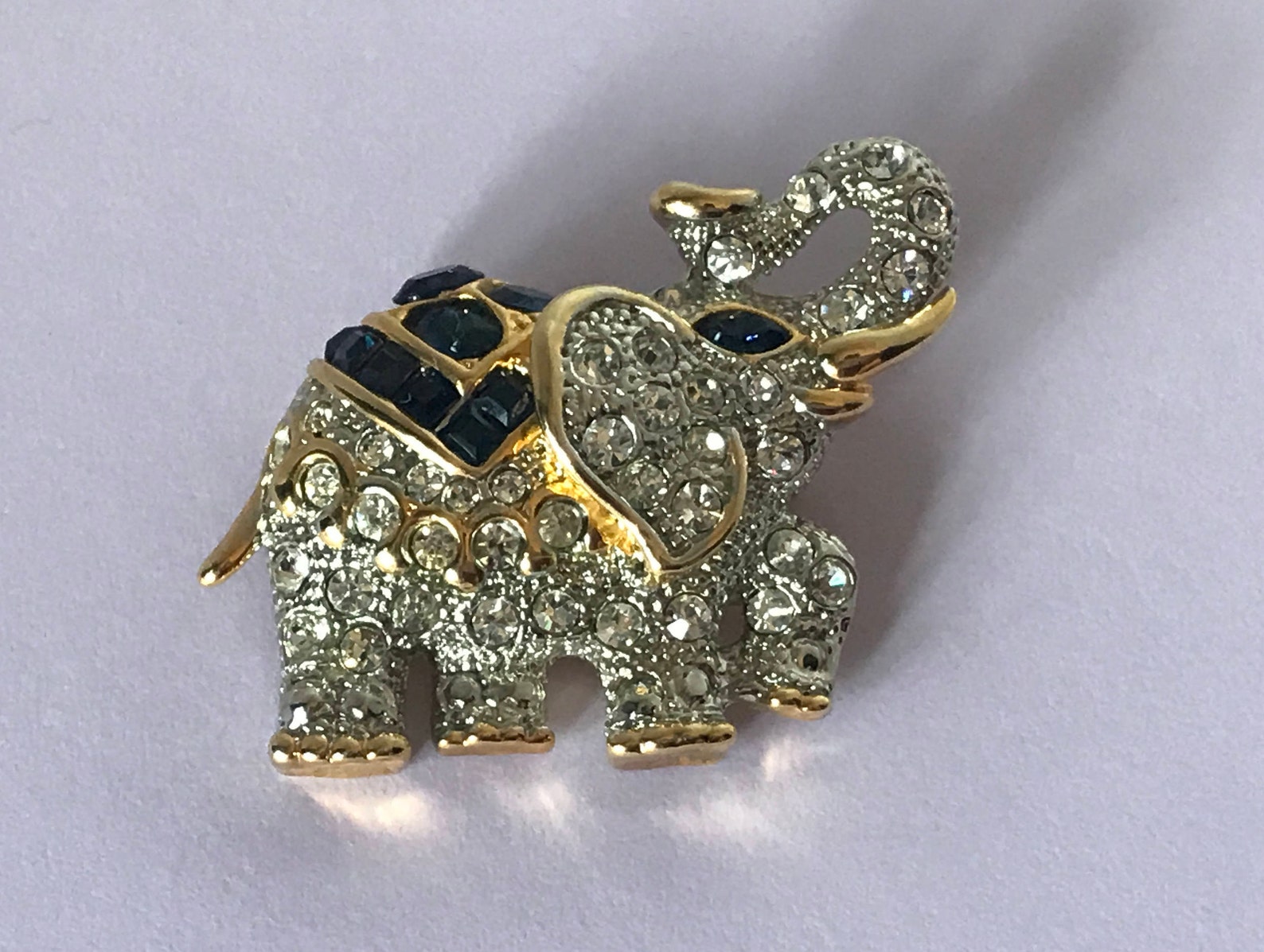 Vintage Rhinestone Elephant Brooch, Rhinestone Elephant Pin, Lucky ...