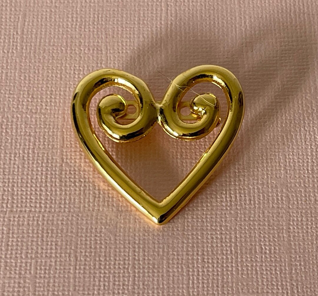 Vintage Heart Brooch, Gold Heart Brooch, Valentine's Day, Heart Jewelry ...