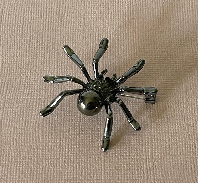 Black Rhinestone Spider Pin Halloween Spider Pin Spider - Etsy