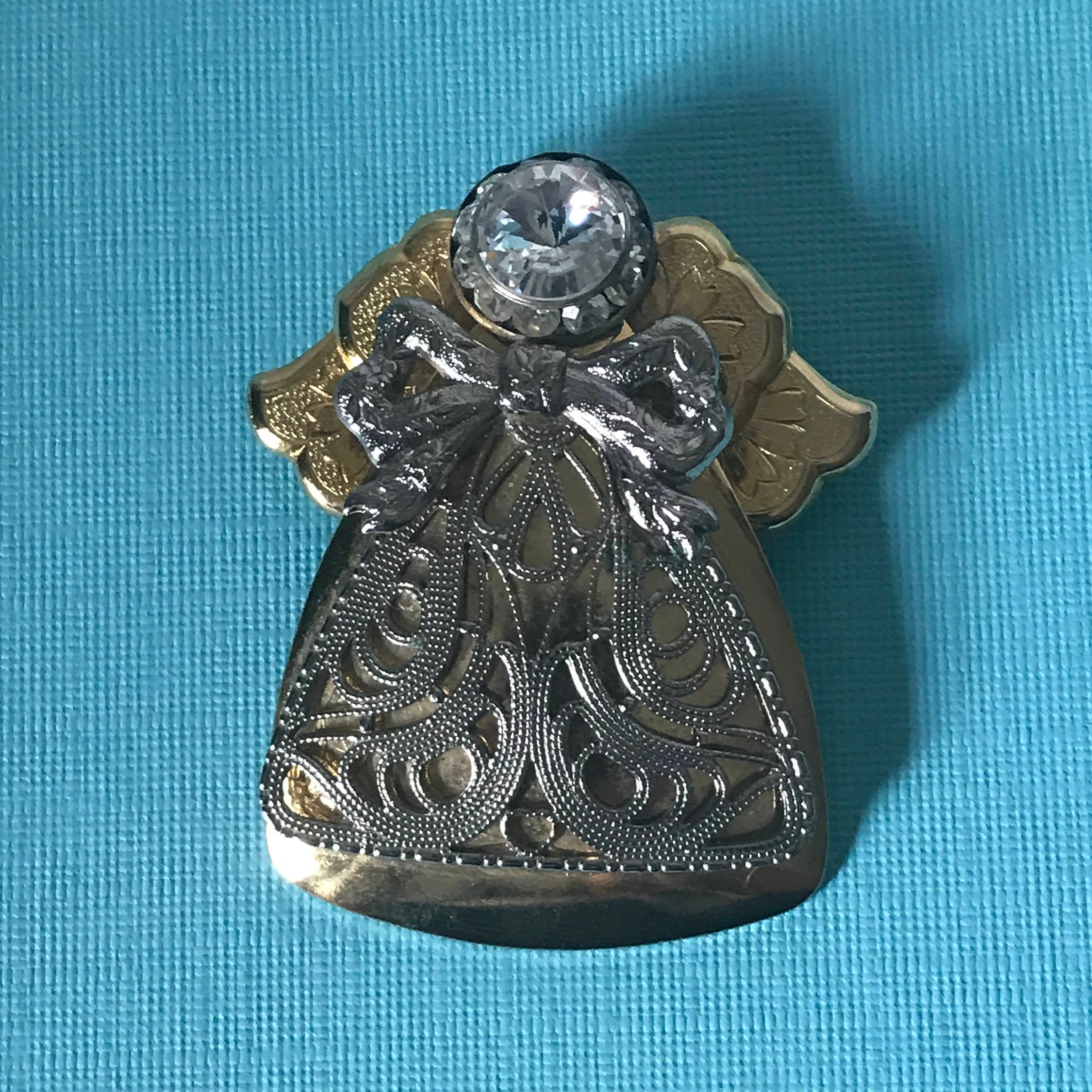Vintage silver and gold rhinestone angel pin pendant brooch | Etsy
