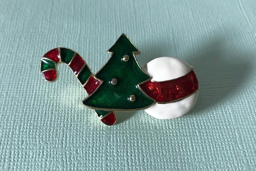 Vintage Christmas Pin Holiday Pin Cancy Cane Pin Christmas - Etsy