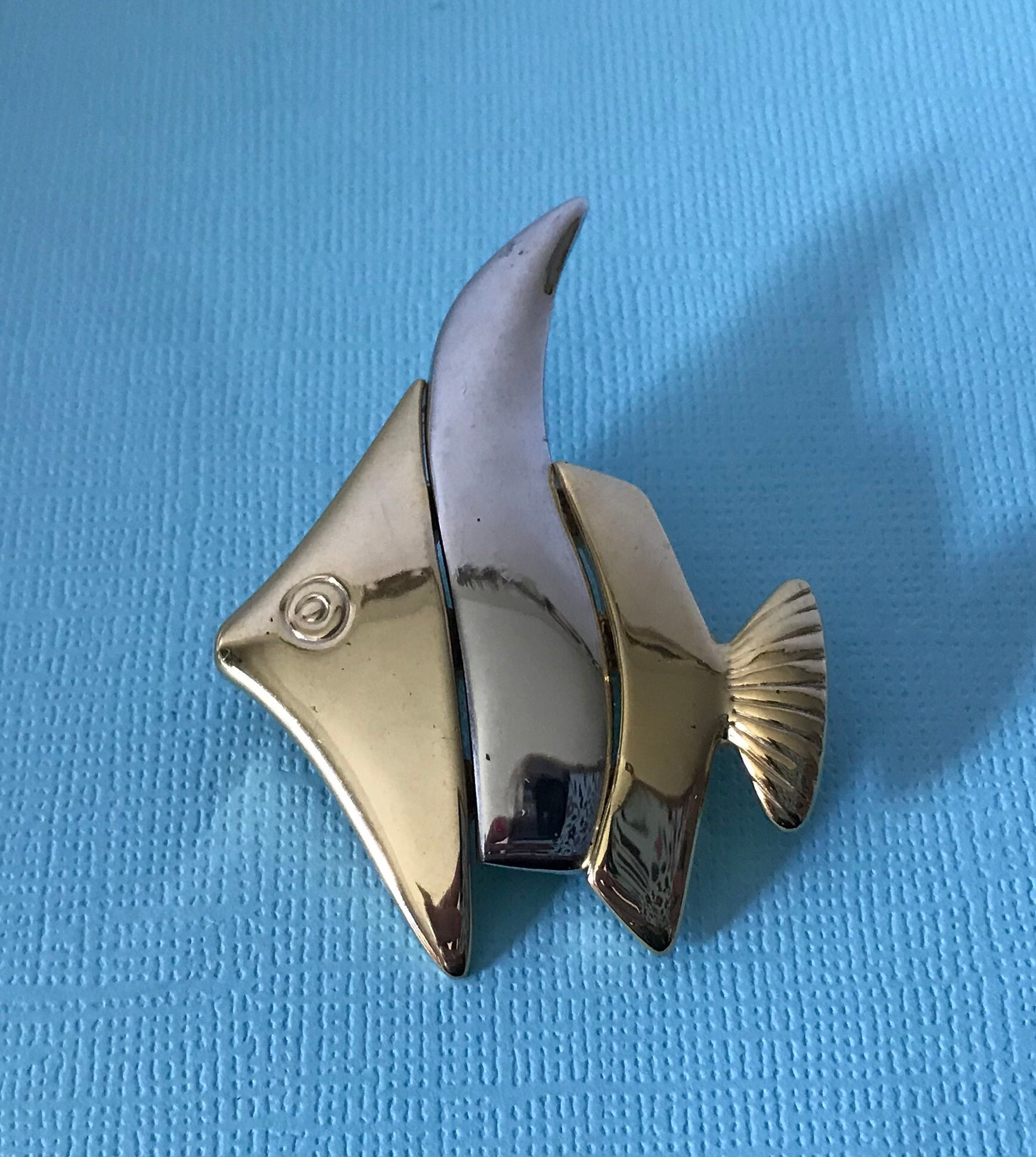 Vintage Gold and Silver Fish Brooch Angel Fish Brooch Zebra - Etsy