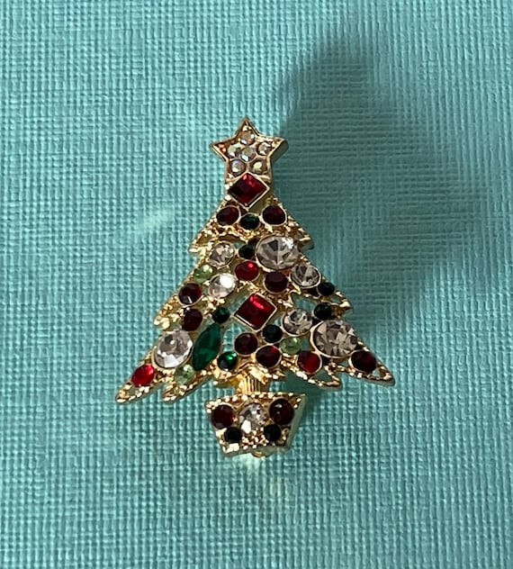Vintage christmas tree brooch - Gem