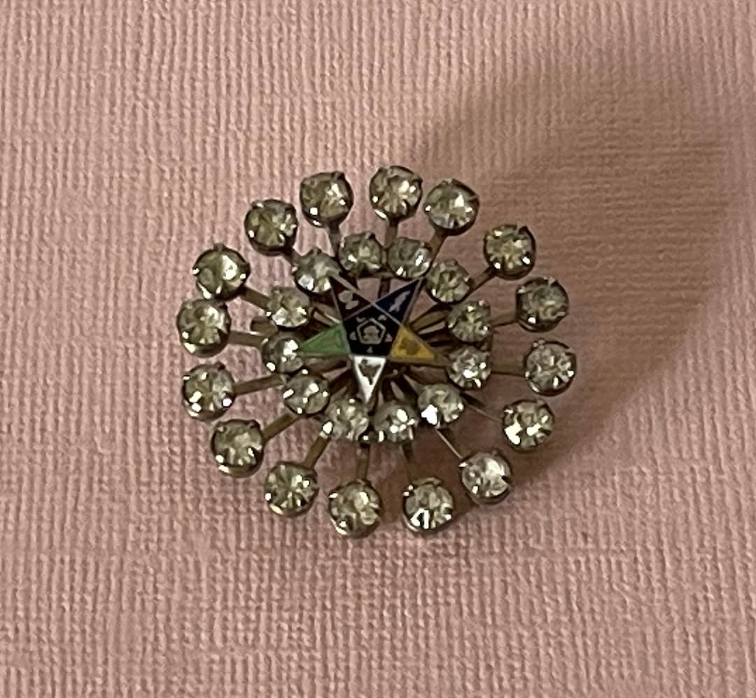 Vintage Order of the Eastern Star Rhinestone Brooch, Eastern Star ...