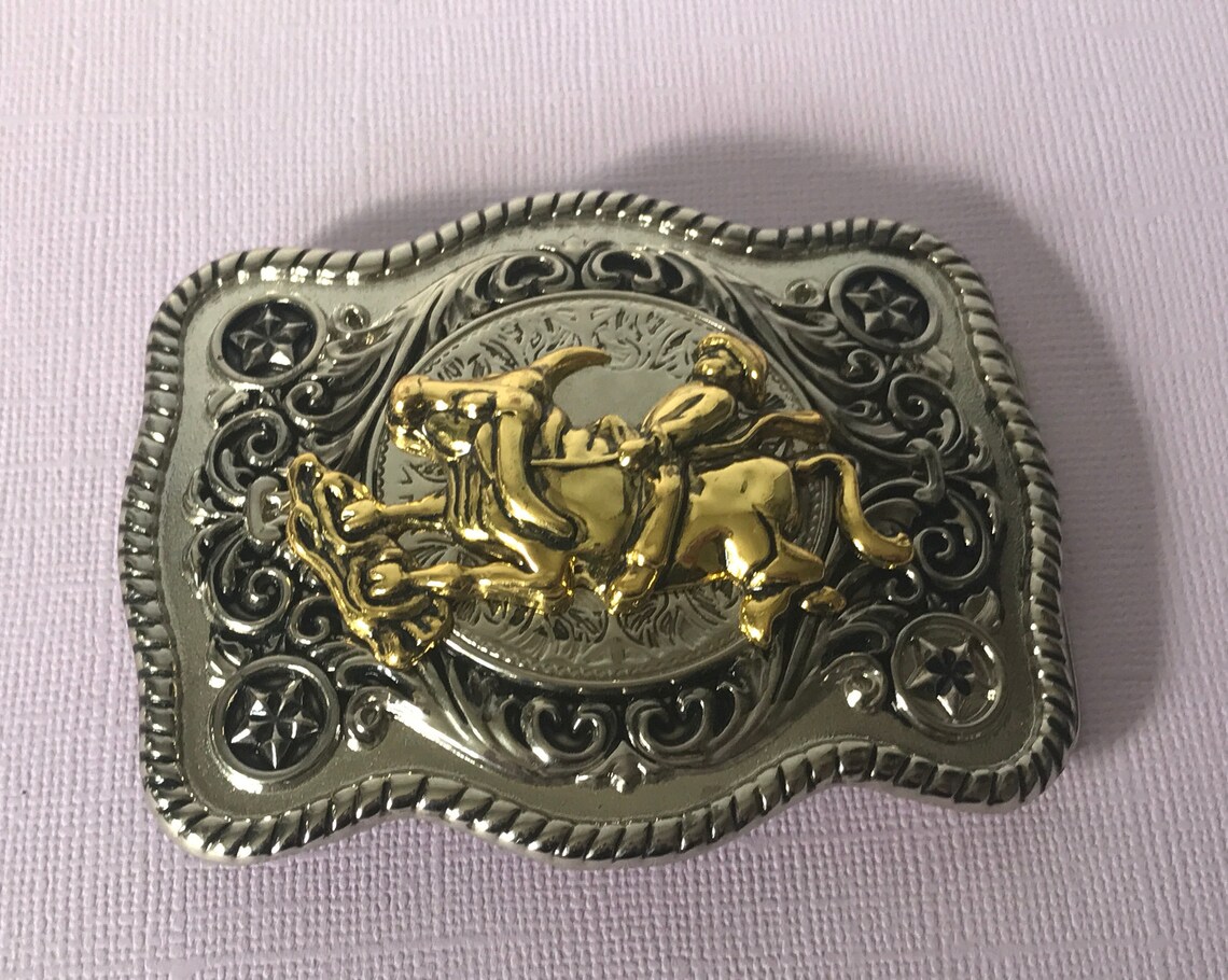 Vintage NEW Bull Riding Belt Buckle Silver Bull Riding Belt - Etsy