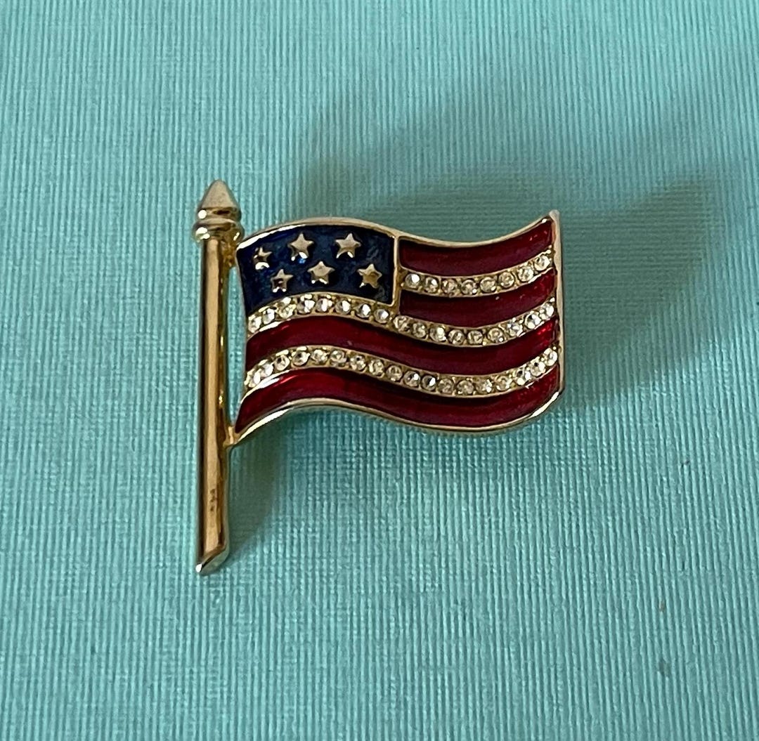 Vintage American Flag Brooch, USA Flag Pin, Patriotic Brooch, MAGA ...