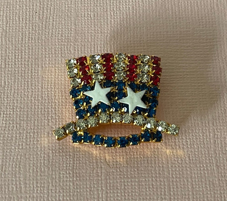 Vintage Patriotic Pin Patriotic Hat Pin MAGA Rhinestone - Etsy