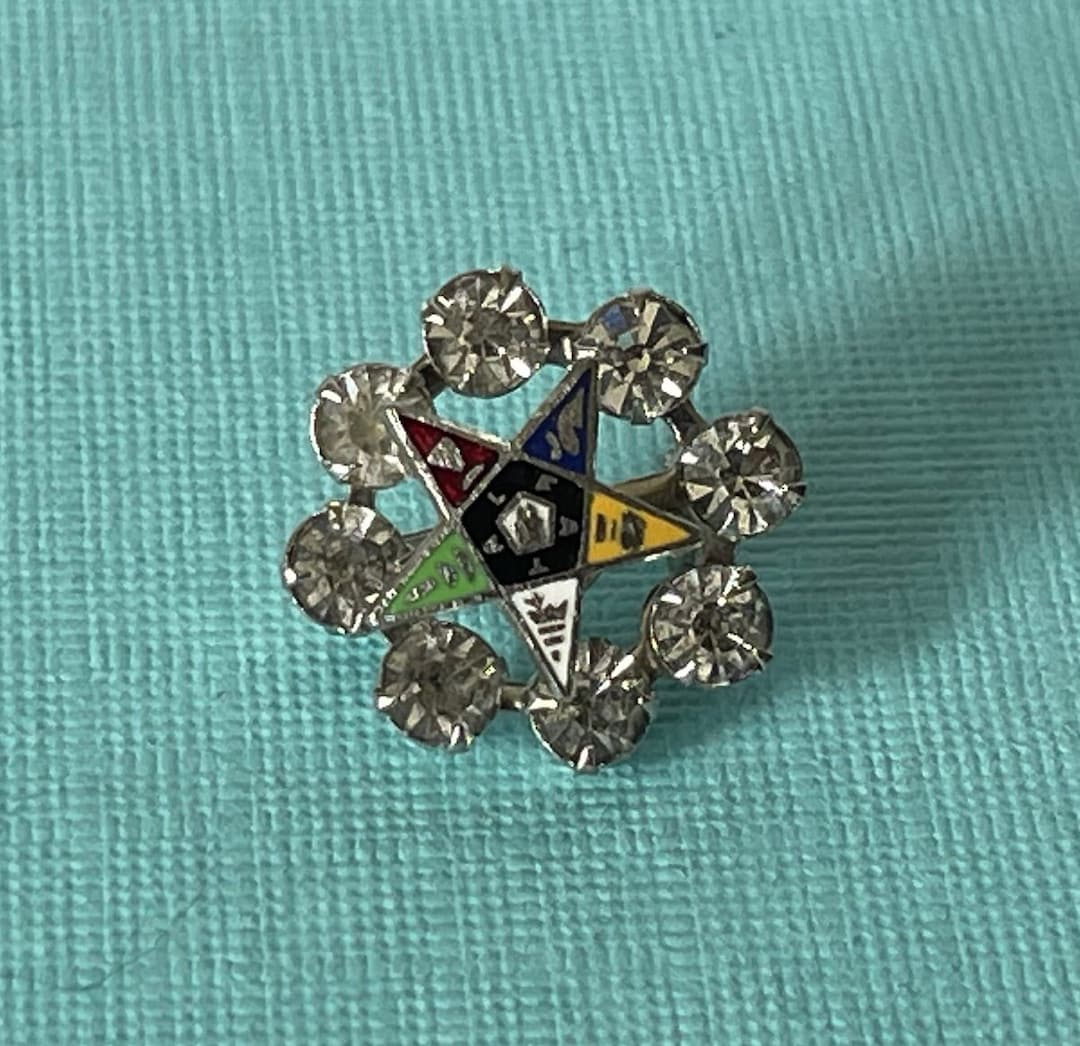 Vintage Order of the Eastern Star Brooch, OES Rhinestone Pin, Eastern ...
