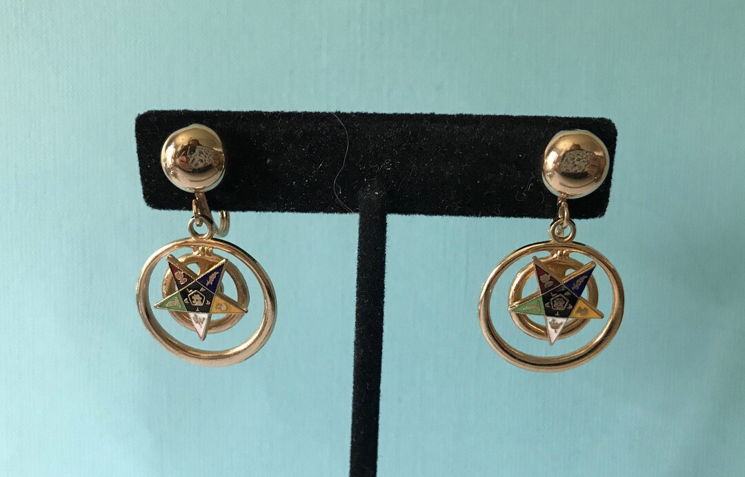 Vintage Order of the Eastern Star Dangle Screw Back Earrings, OES ...