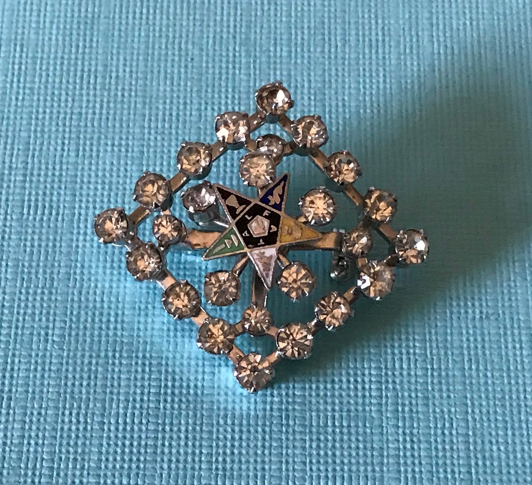 Vintage Order of the Eastern Star brooch rhinestone OES | Etsy