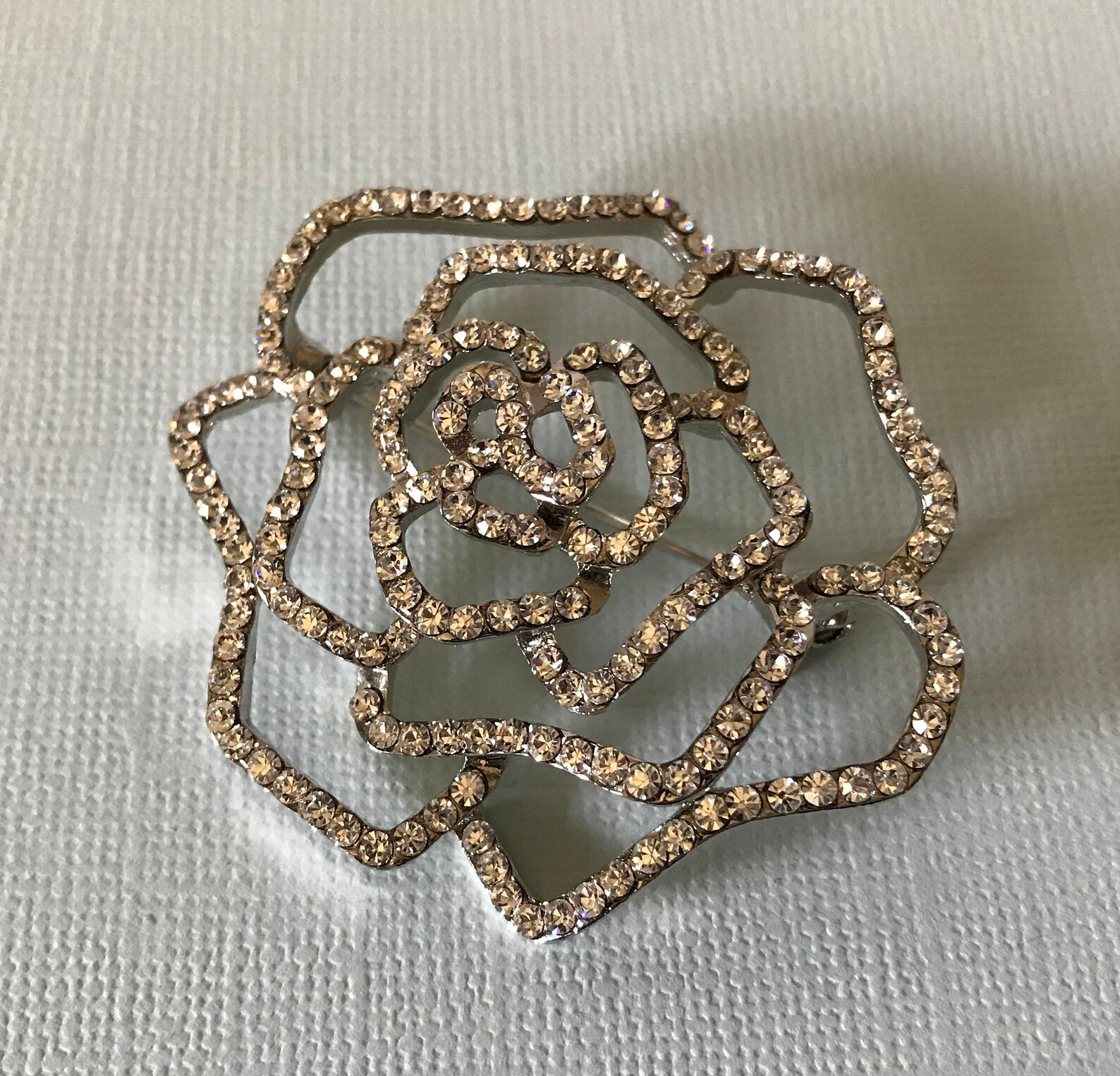 Vintage rhinestone rose pin rhinestone rose brooch wedding | Etsy