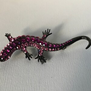 Rhinestone Lizard Brooch Rhinestone Lizard Pin Pink Lizard | Etsy