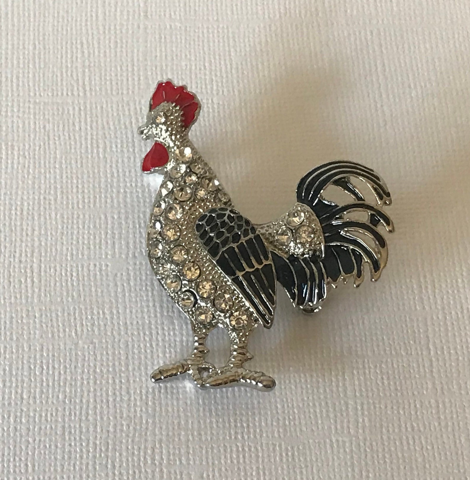 Rooster Brooch Vintage Rooster Pin Rhinestone Rooster Pin | Etsy
