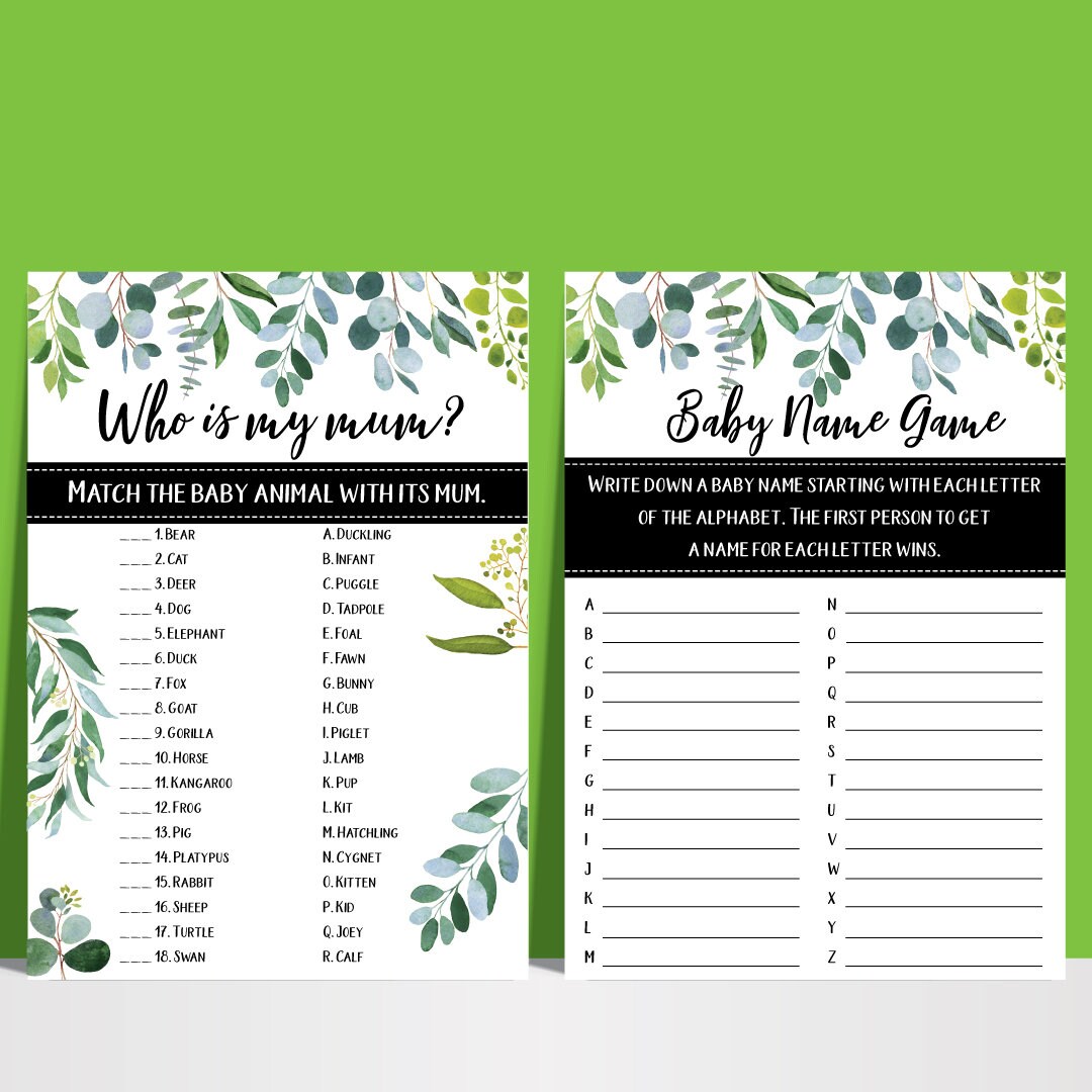 Free Baby Shower Games Greenery at Ann Bunch blog