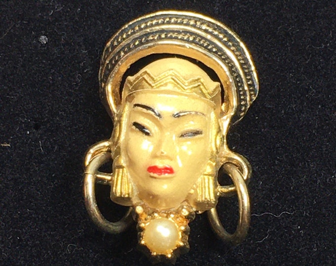 Vintage Unsigned Serlo Selini Brooch Pin Asian Princess Face - Etsy